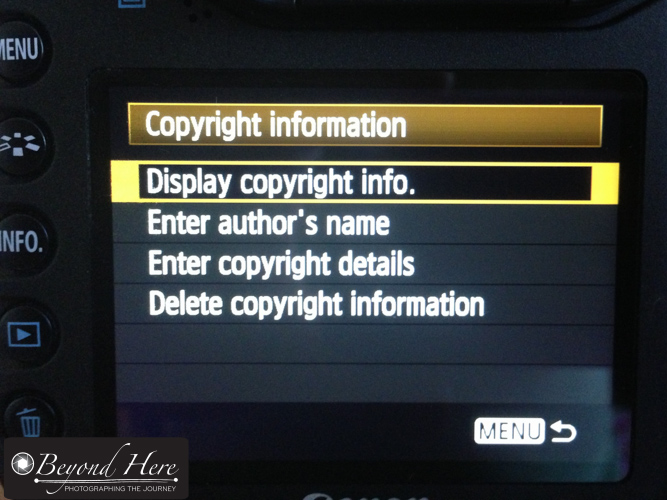 Set Copyright Information In-Camera - Beyond Here