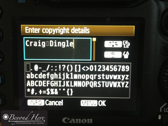 Set Copyright Information In-Camera - Beyond Here